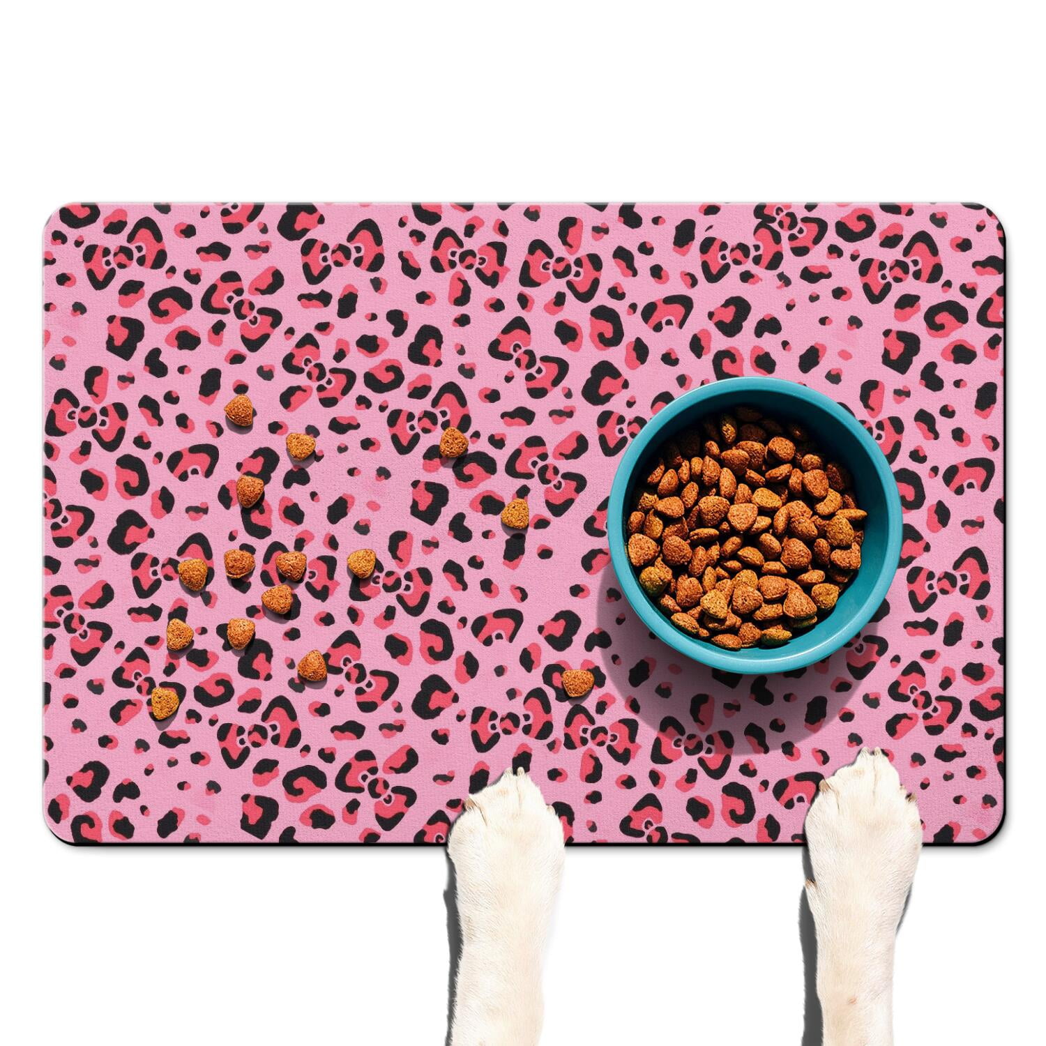 Abstract Leopard Design Dog Mat - Colorful Gradient Pet Food Catcher ...