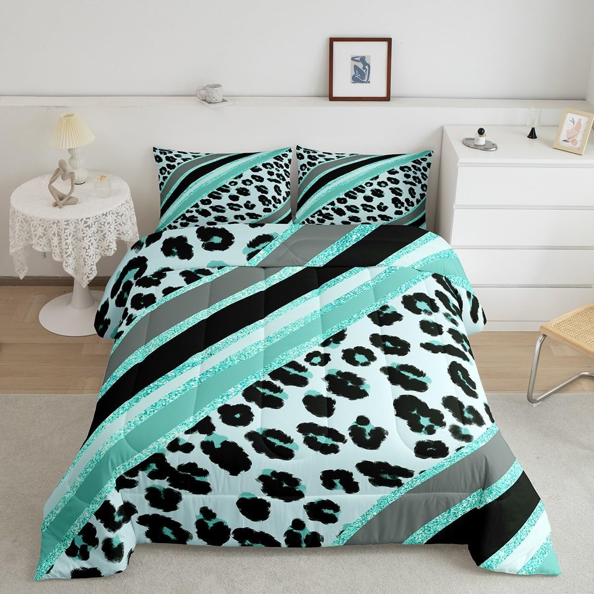 Abstract Leopard Kids Comforter Set Twin Size, Cheetah Skin Wild ...