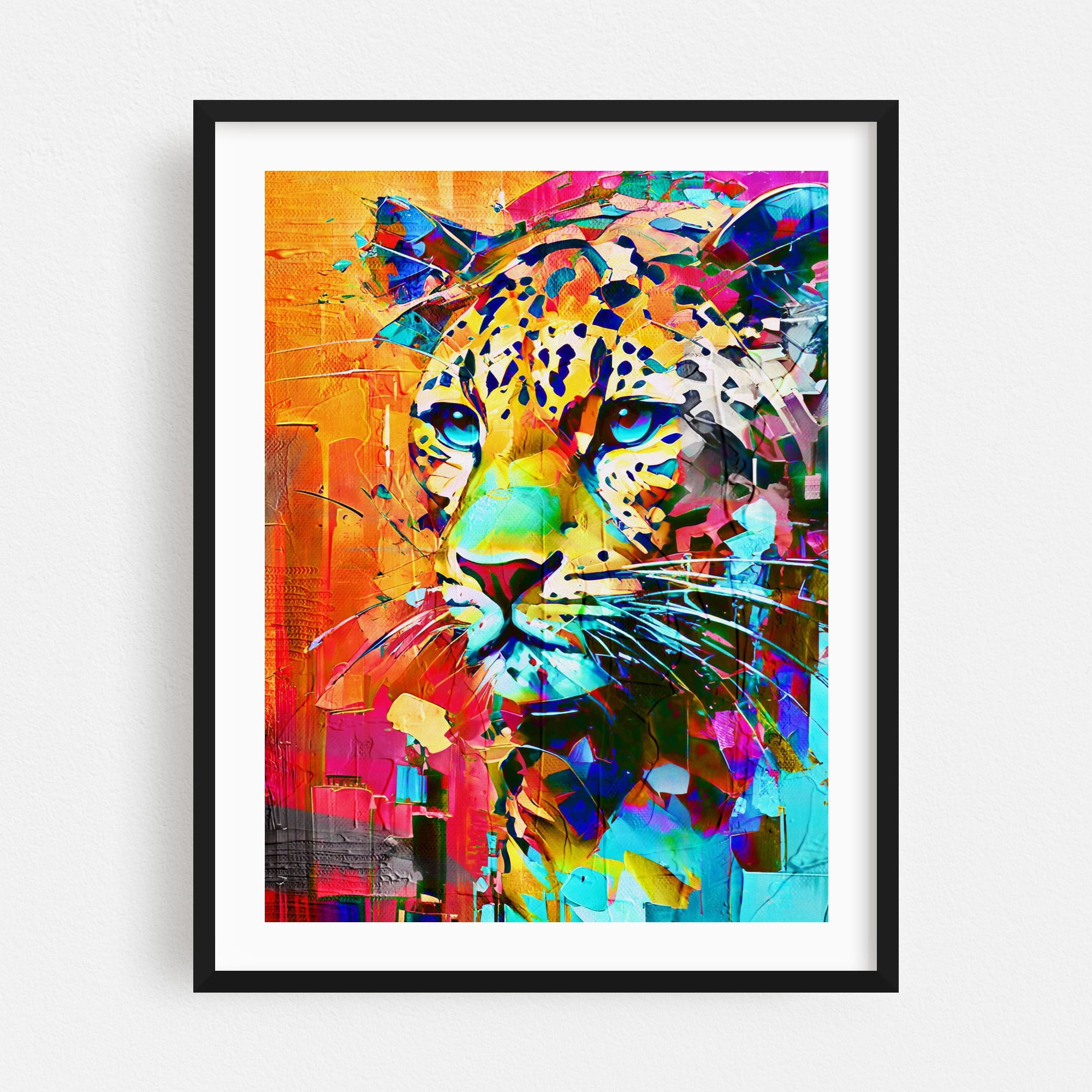 Abstract Leopard Portrait - Vibrant Geometric Wildlife Art - Modern Big ...