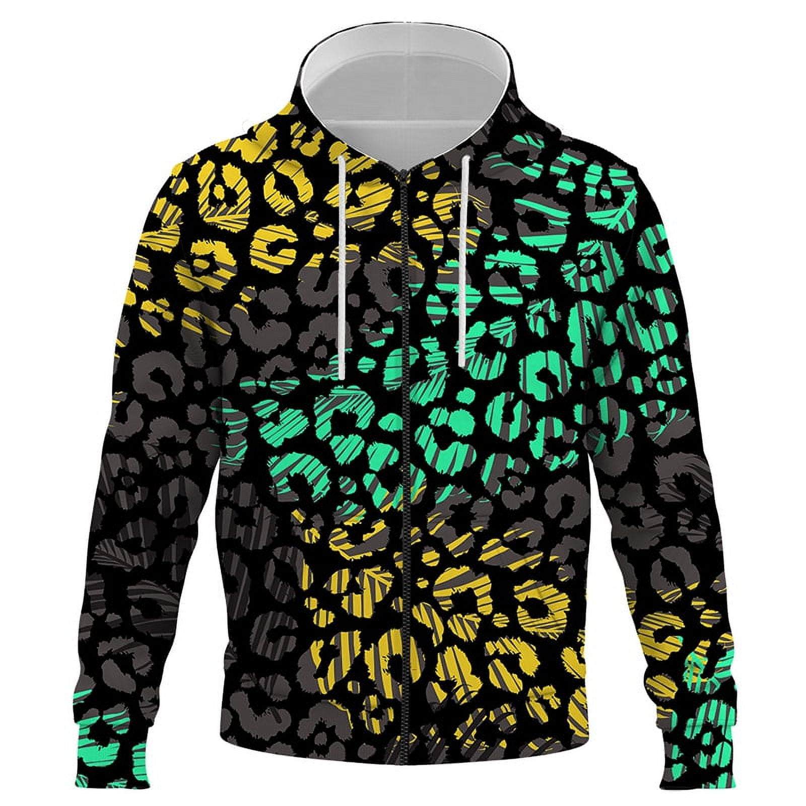 Abstract Leopard Print 3D Printed zipper Hoodie Men and Women Hip Hop ...