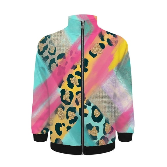 Abstract Leopard Print Colorful Art Jacket Men's Street Cool Long ...