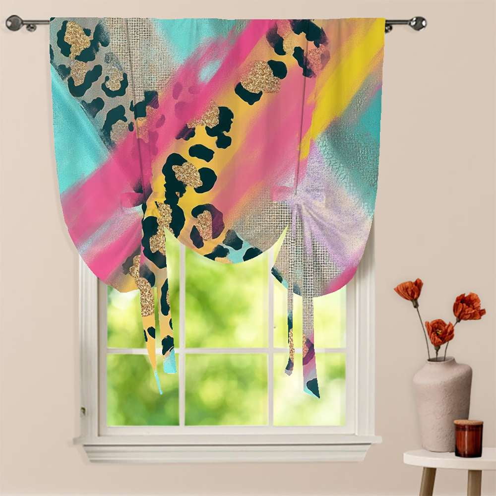 Abstract Leopard Print Colorful Art Window Curtain for Living Room ...