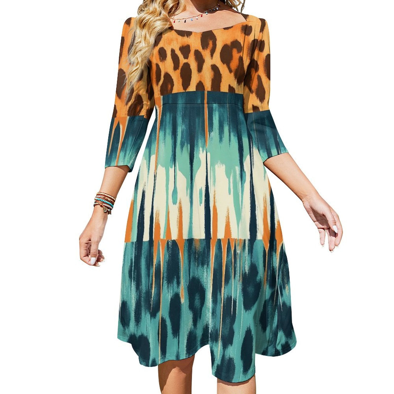 Abstract Leopard Print Drip Dress Summer Dresses Woman Street Style Big ...