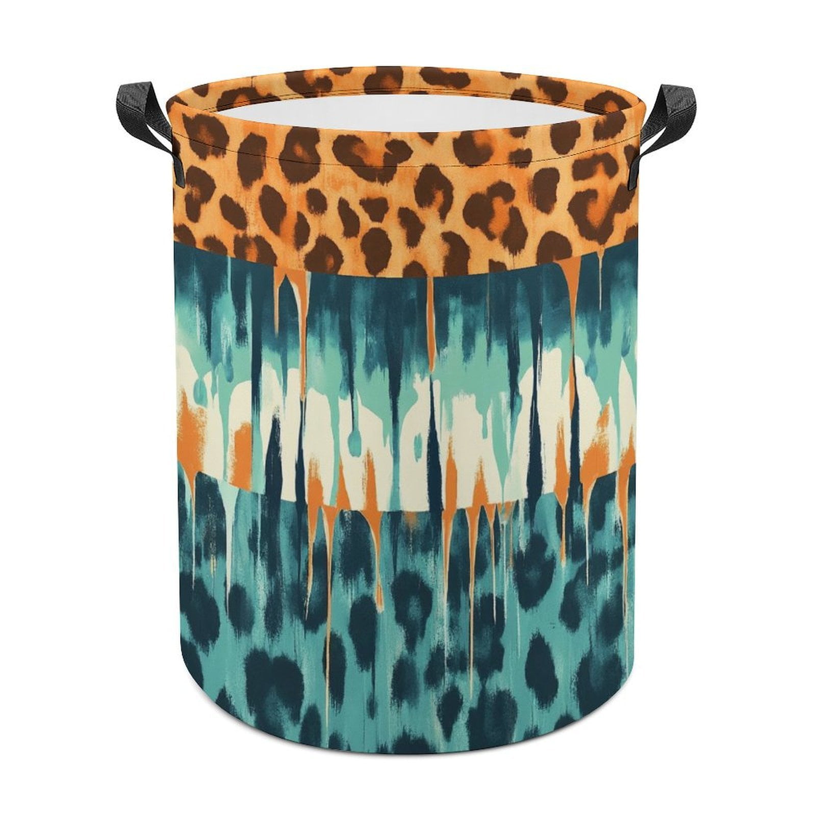 Abstract Leopard Print Drip Large Dirty Clothes Hamper Foldable Laundry ...