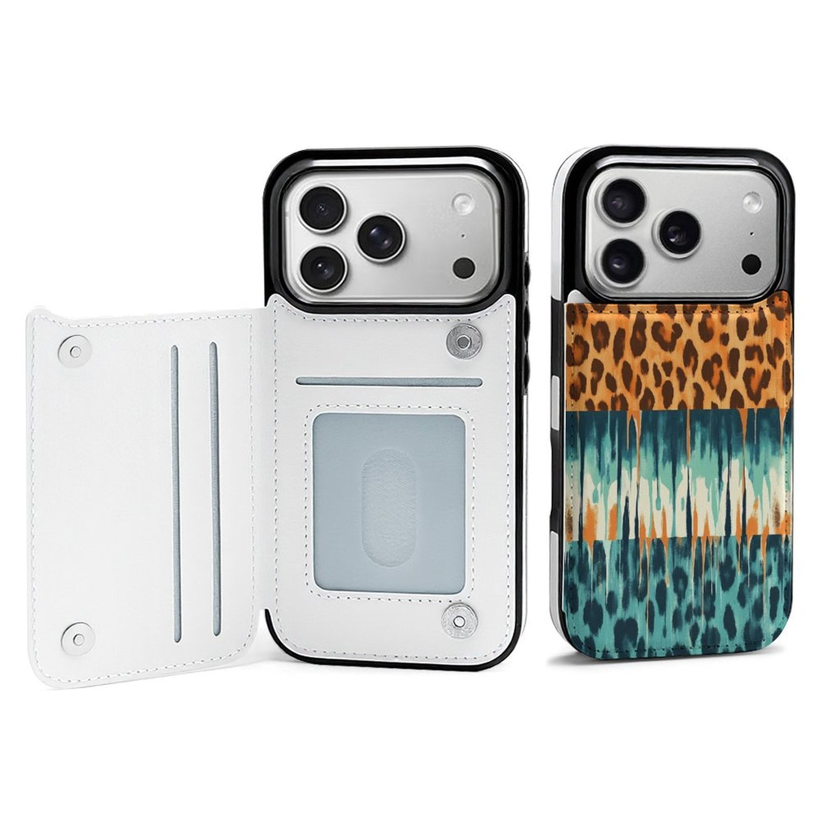 Abstract Leopard Print Drip Leather Wallet Case for iPhone 14 Pro ...