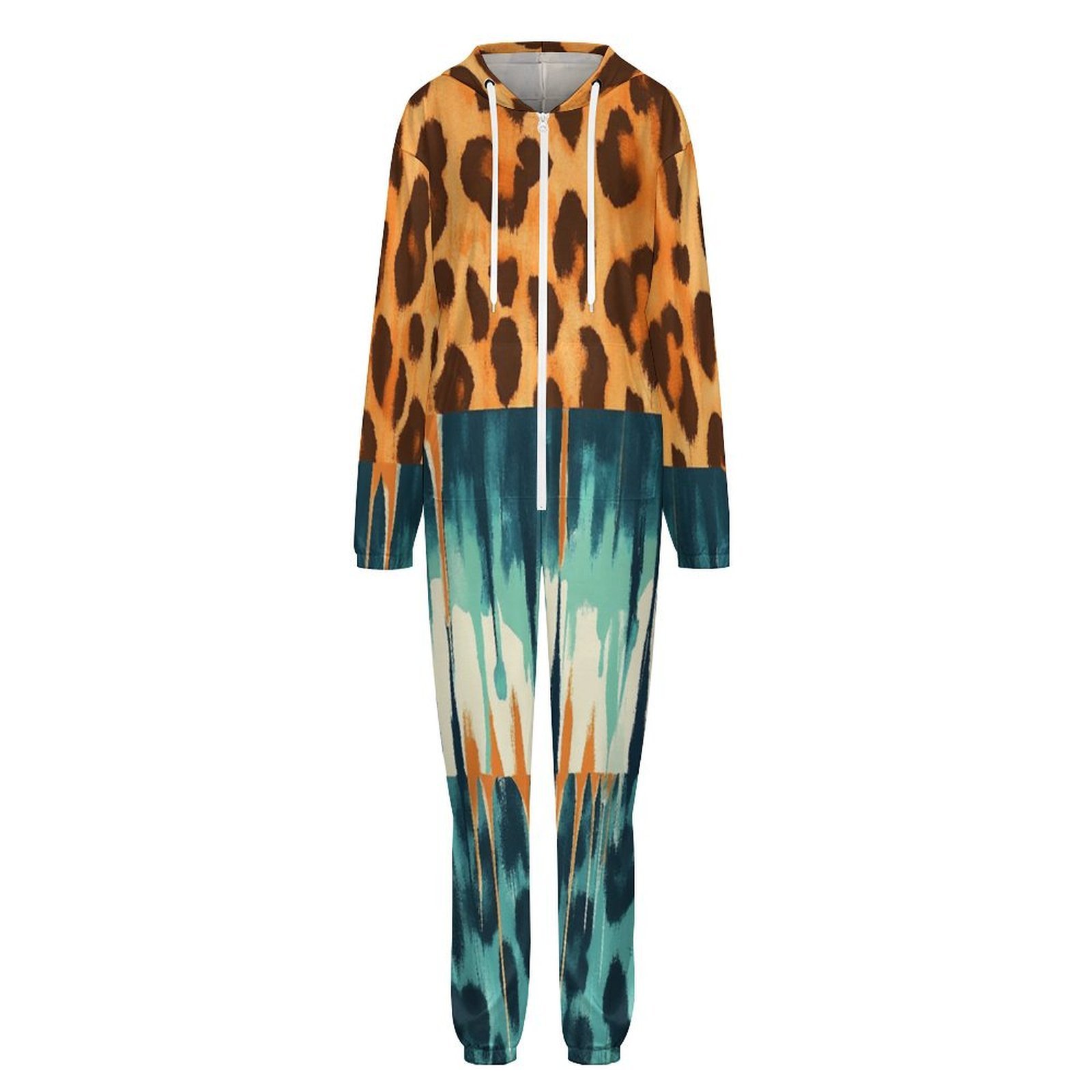 Abstract Leopard Print Drip Unisex Adult Onesie Pajamas with Pockets ...