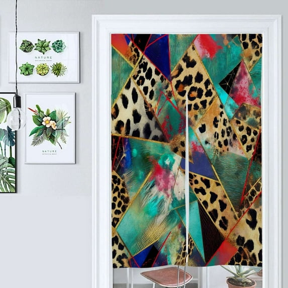 Abstract Leopard Print Geometric Art Door Curtain Nordic Living Room ...