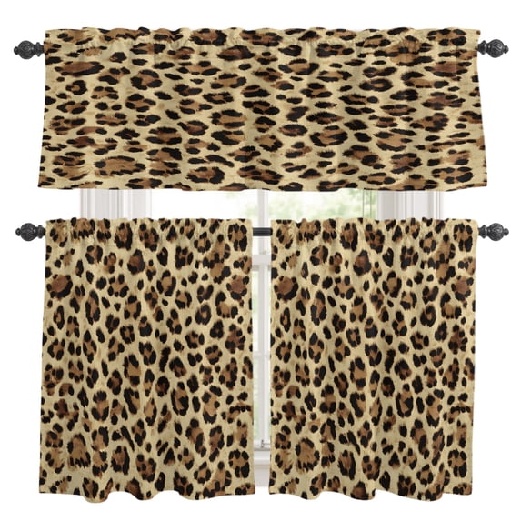 Abstract Leopard Print Kitchen Curtains Valance and Tier Set ...