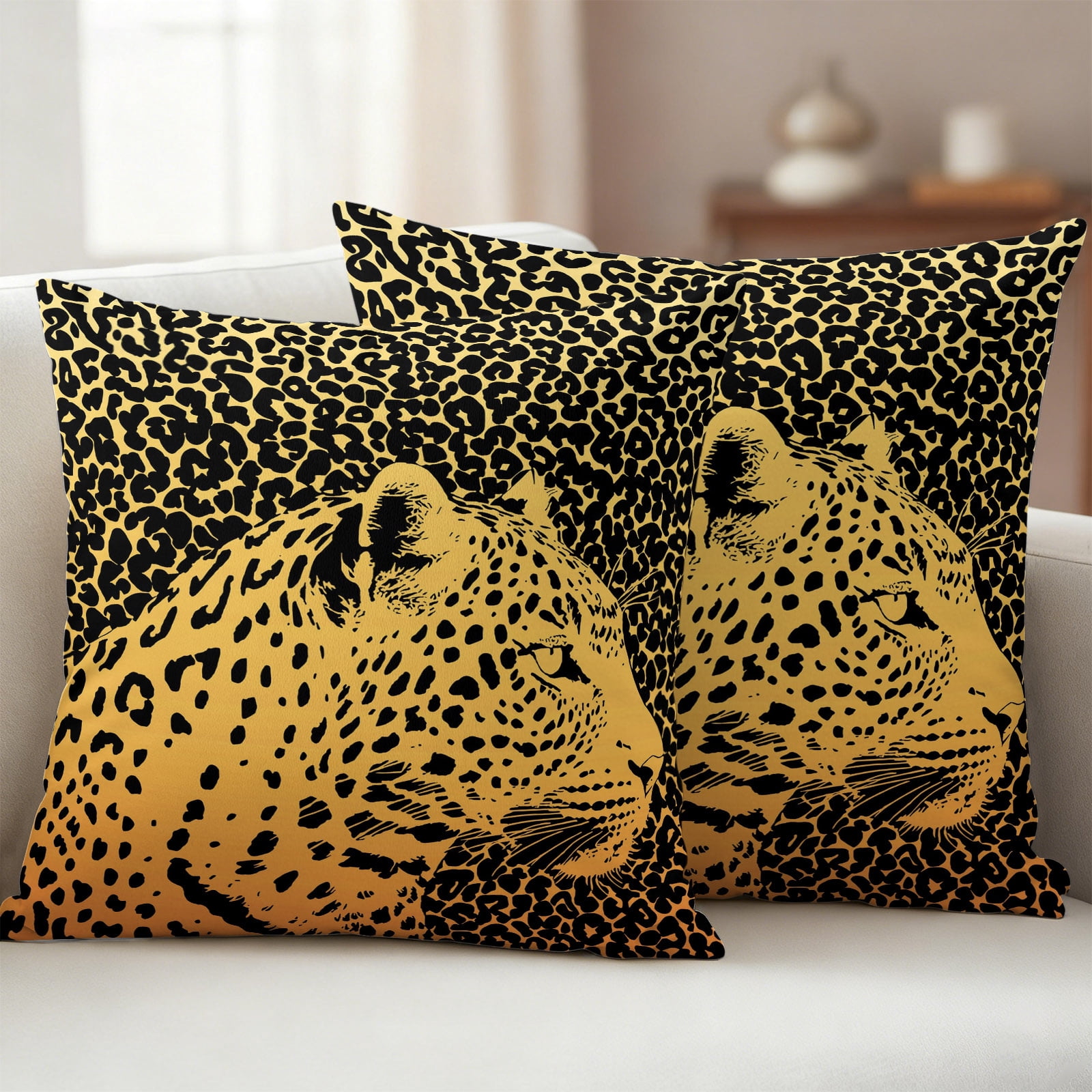 Abstract Leopard Print Outdoor Waterproof Throw Pillow Covers 18x18 Set ...