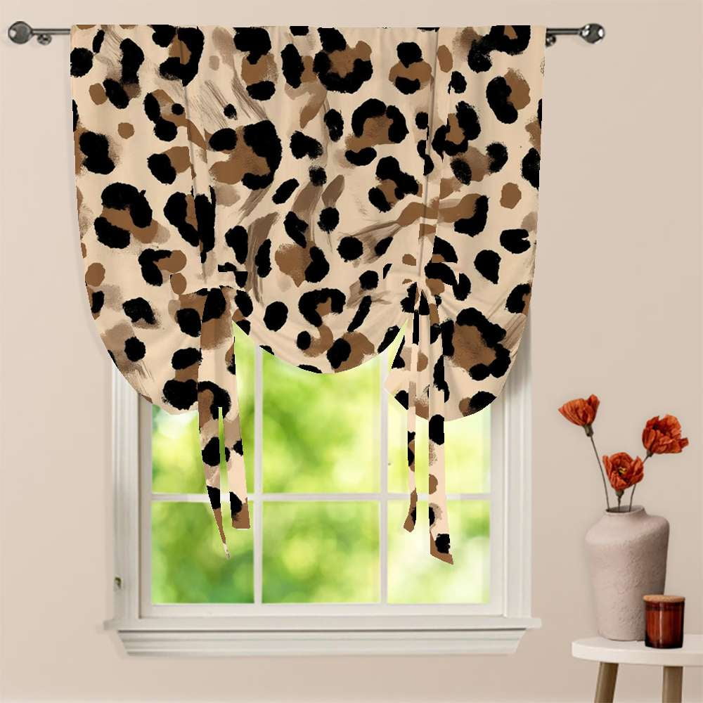 Abstract Leopard Print Pattern Window Curtain for Living Room Roman ...