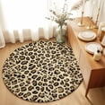 Abstract Leopard Print Round Rug 3ft Classic Brown Spots Washable Area ...