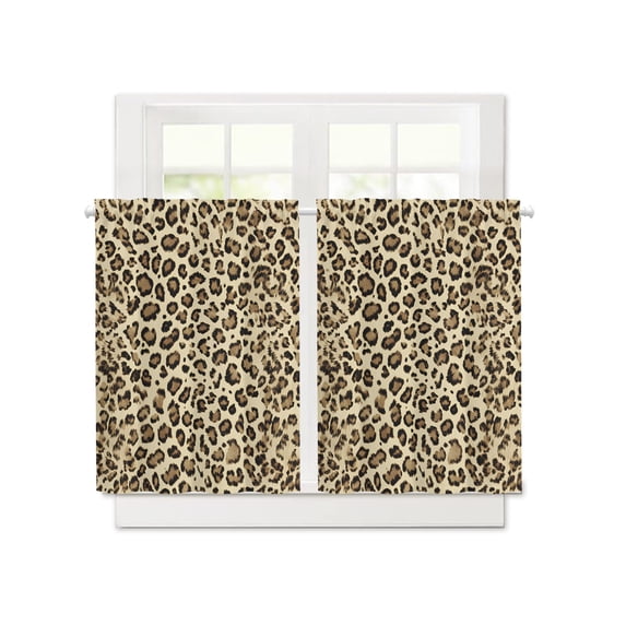 Abstract Leopard Print Short Blackout Curtains 36 Inch Long,Classic ...