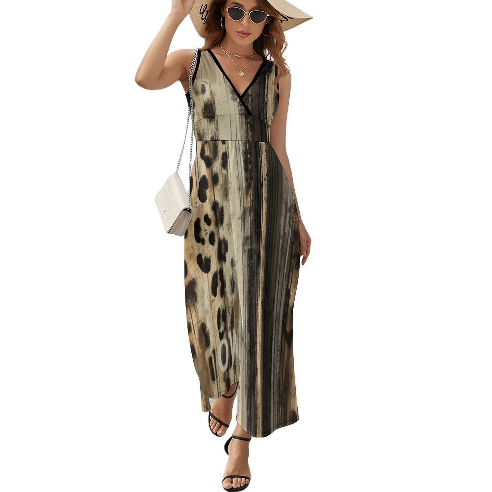 Abstract Leopard Print Stripes Art Sleeveless Dress Summer Women ...