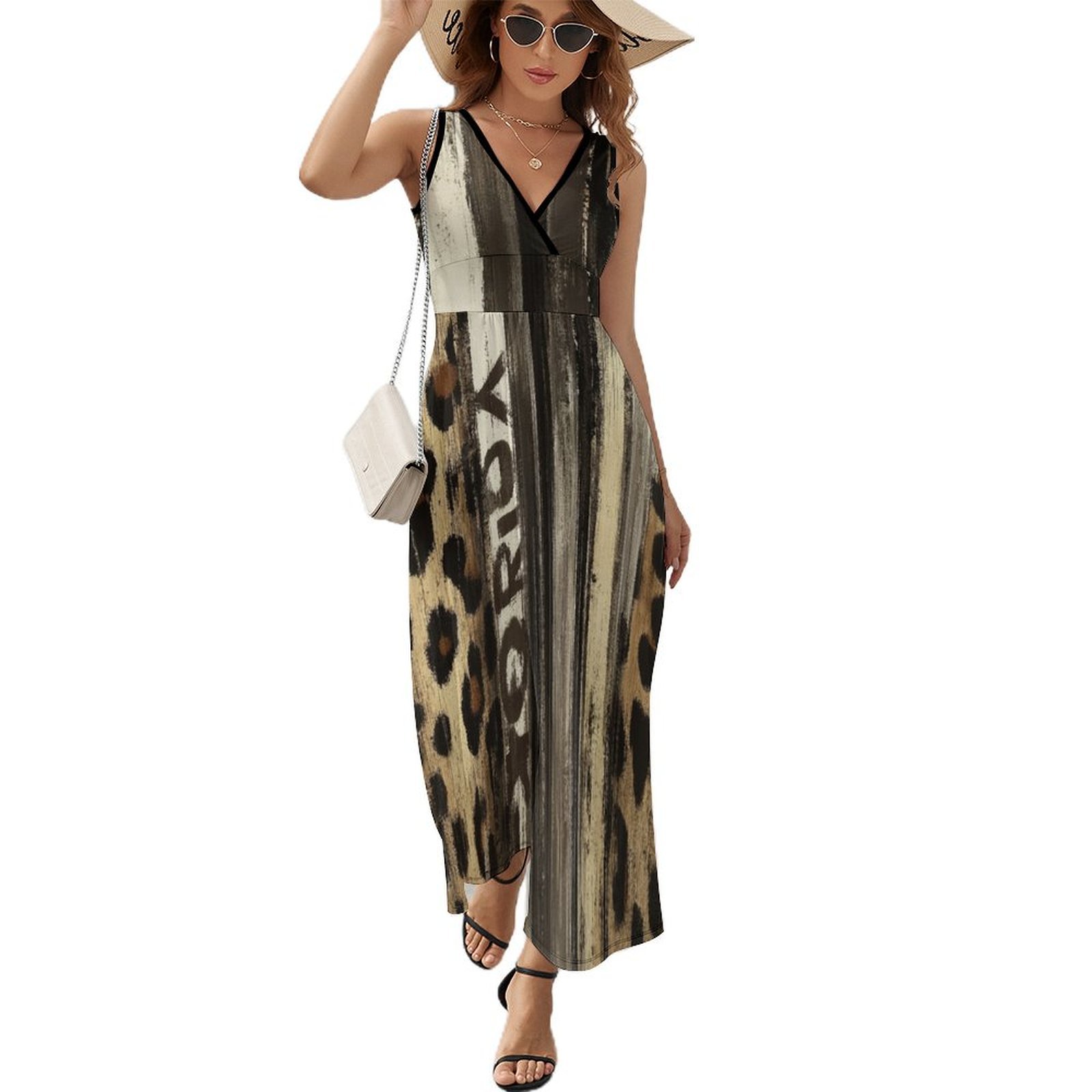 Abstract Leopard Print Stripes Artwork Sleeveless Dress Summer Women ...