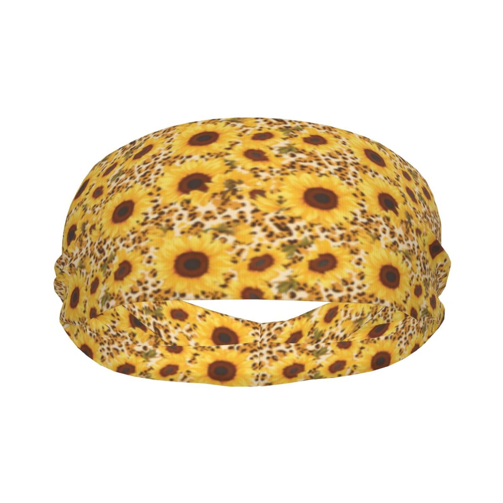 Abstract Leopard Print Sunflower Sports Headbands for Men/Women Workout ...