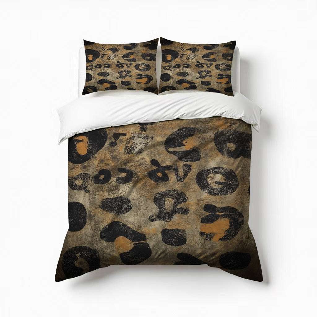 Abstract Leopard Print Texture Bedding Set 3 Pcs Soft Microfiber Quilt ...