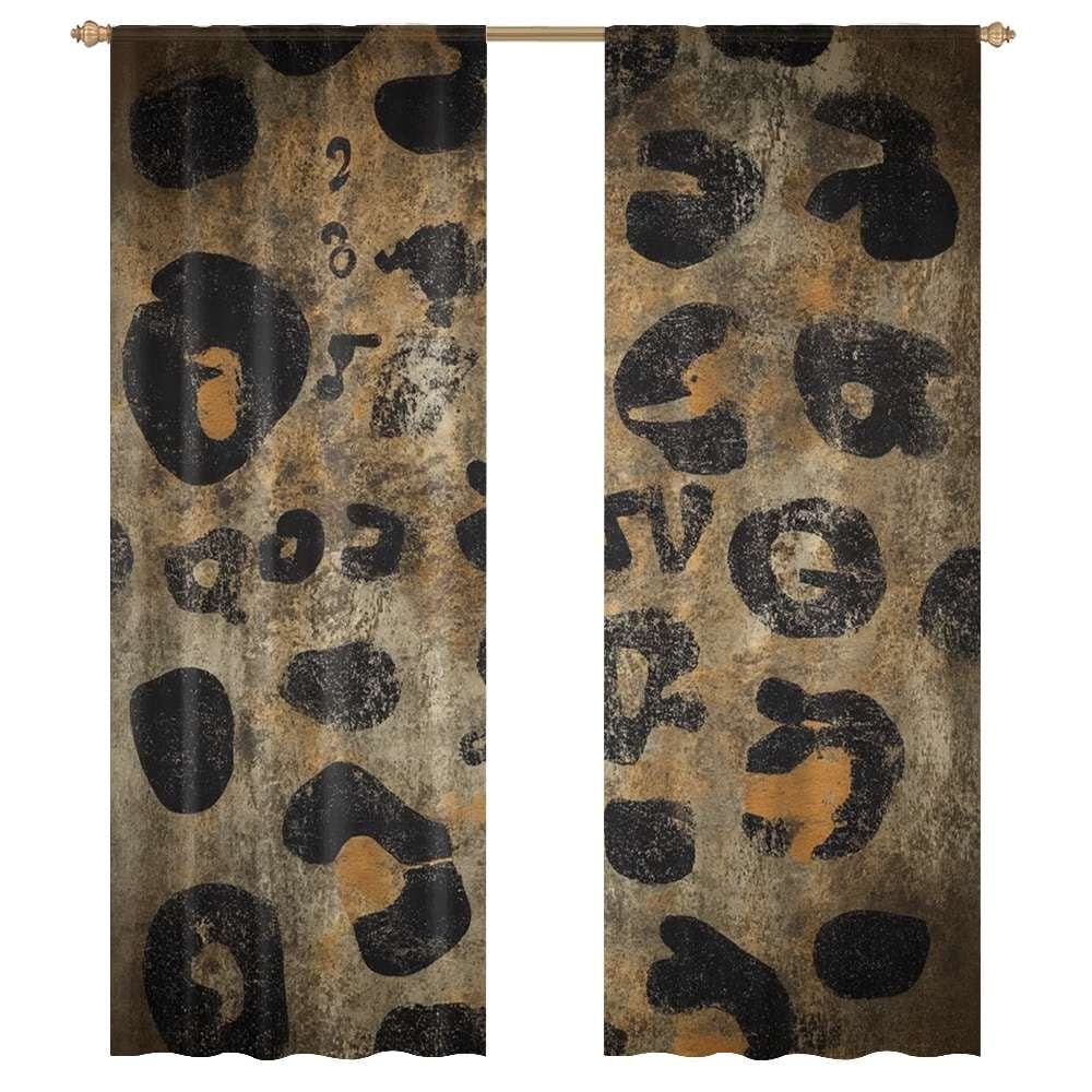 Abstract Leopard Print Texture Tulle Curtains For Living Room Chiffon ...