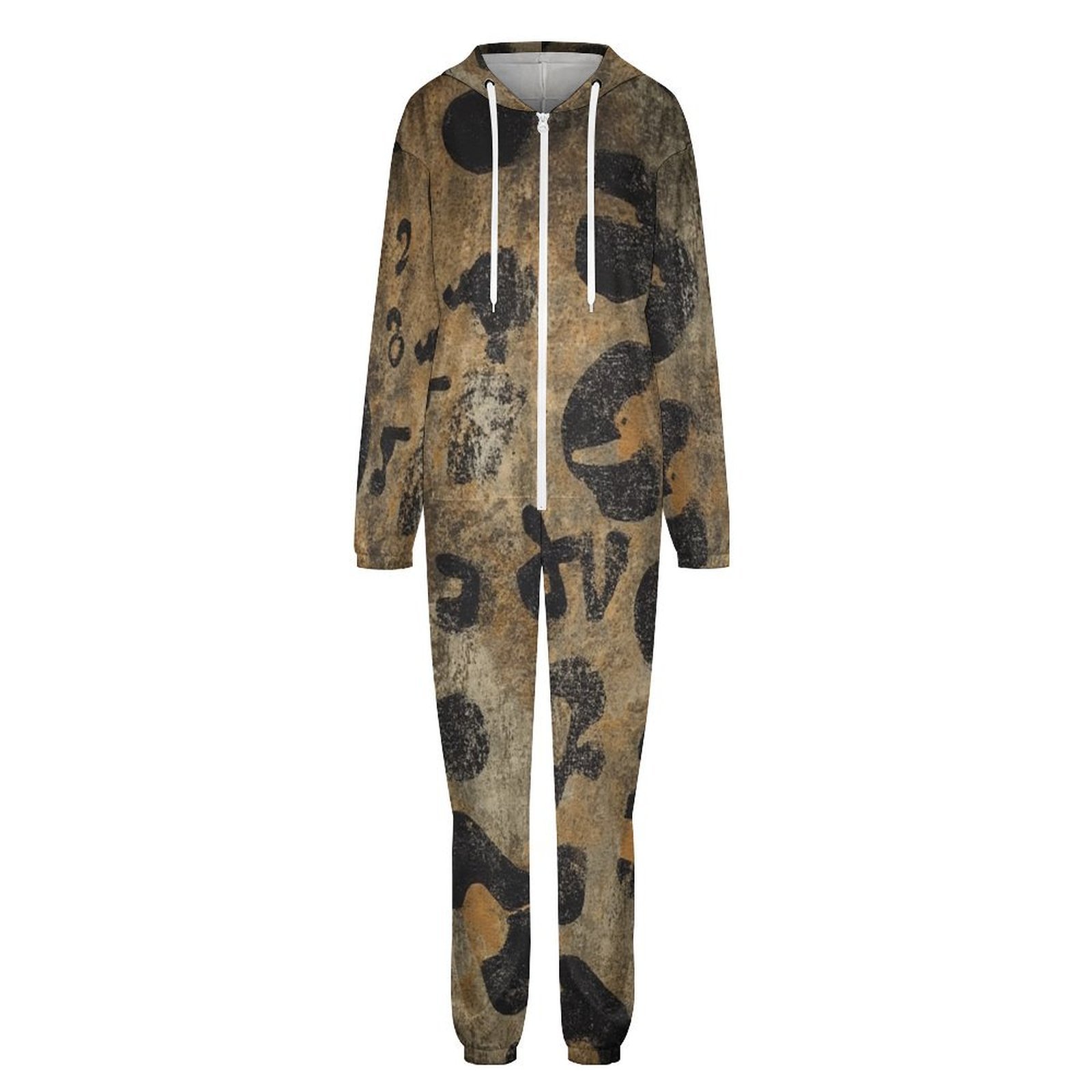 Abstract Leopard Print Texture Unisex Adult Onesie Pajamas with Pockets ...