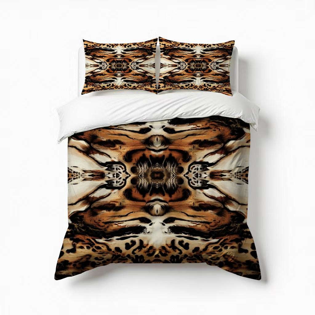 Abstract Leopard Skin Kaleidoscope Pattern Bedding Set 3 Pcs Soft ...