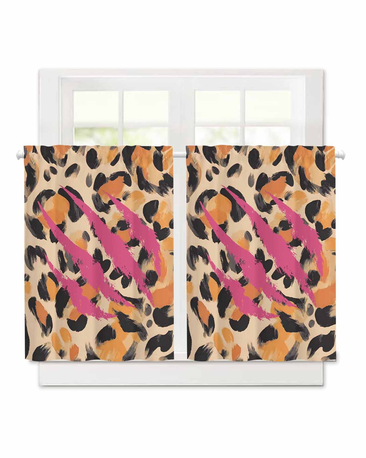 Abstract Leopard Texture Claw Short Blackout Curtains 36 Inch Long,Wild ...