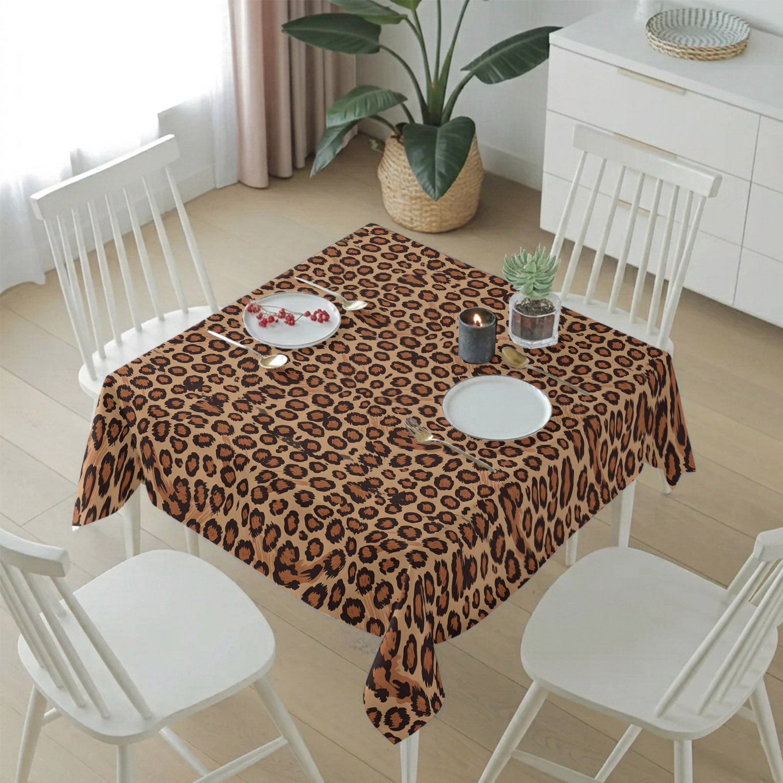 Abstract Leopard Texture Table Cloth 60x60in, Waterproof Square ...
