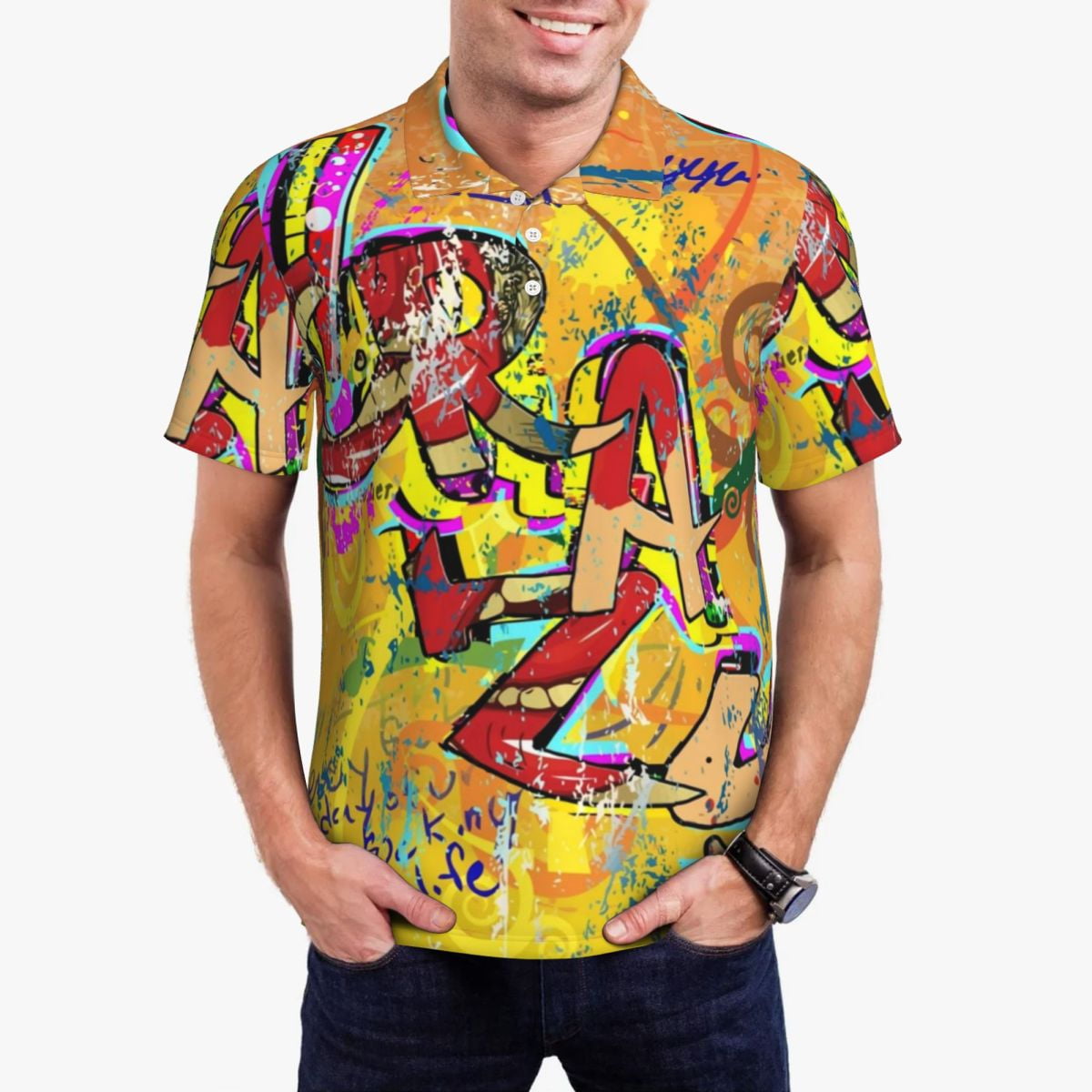 Abstract Letters Casual T-Shirts Colorful Alphabet Polo Shirts Turn ...