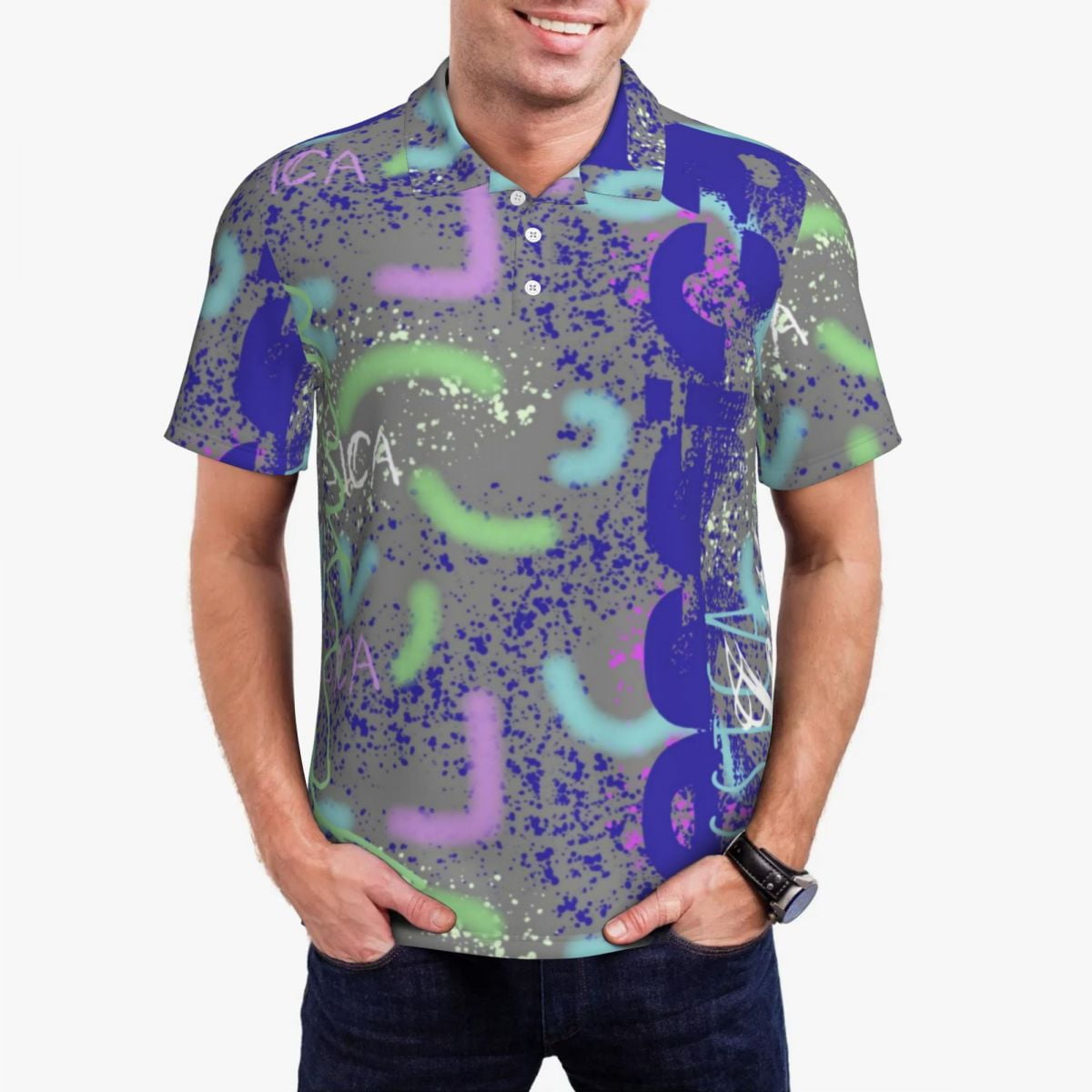 Abstract Letters Casual T-Shirts Colorful Alphabet Polo Shirts Turn ...