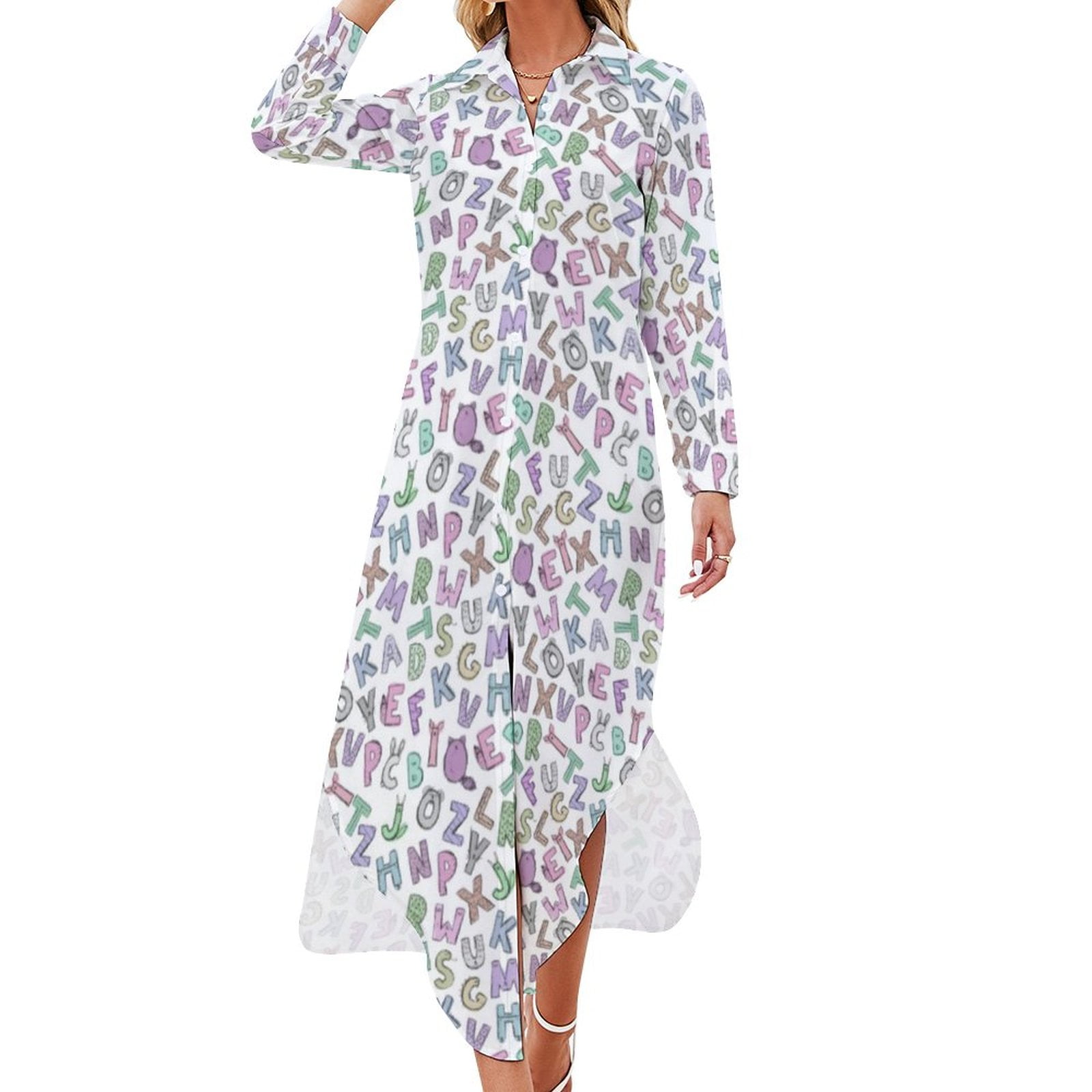 Abstract Letters Chiffon Dress Insane Graffiti Print Cute Dresses Woman ...
