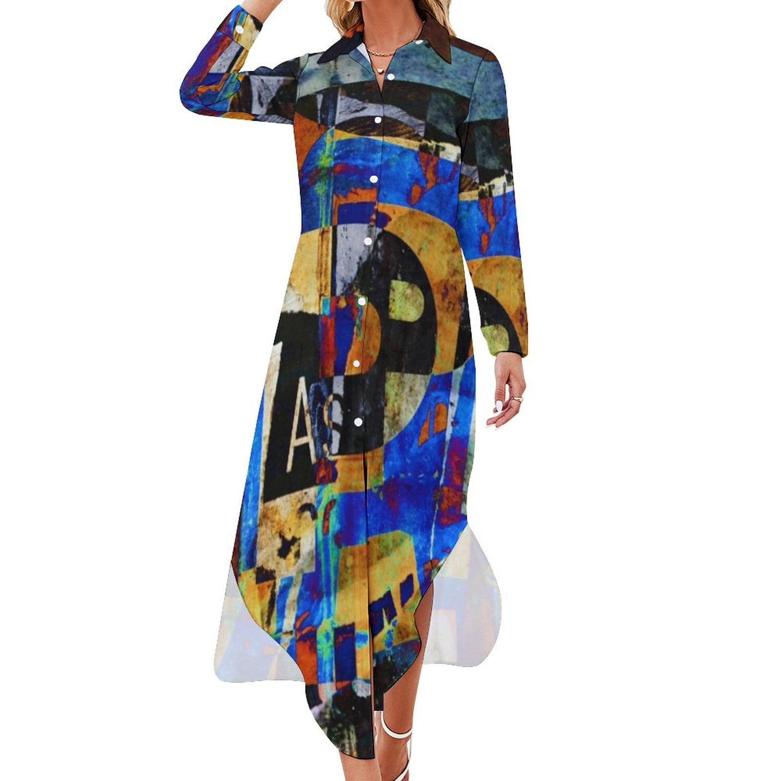 Abstract Letters Chiffon Dress Insane Graffiti Print Cute Dresses Woman ...