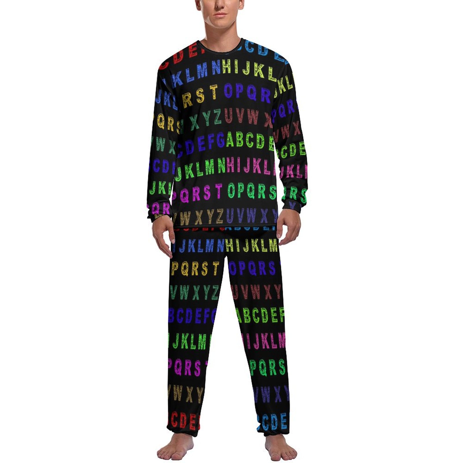 Abstract Letters Pajamas Colorful Alphabet Male Long Sleeve Retro ...
