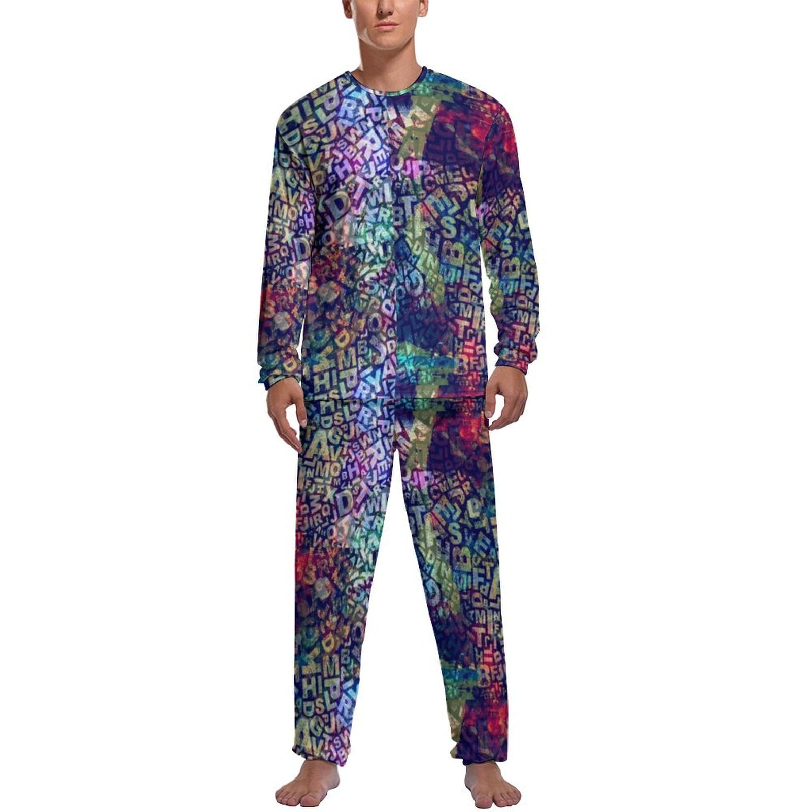 Abstract Letters Pajamas Colorful Alphabet Male Long Sleeve Retro ...
