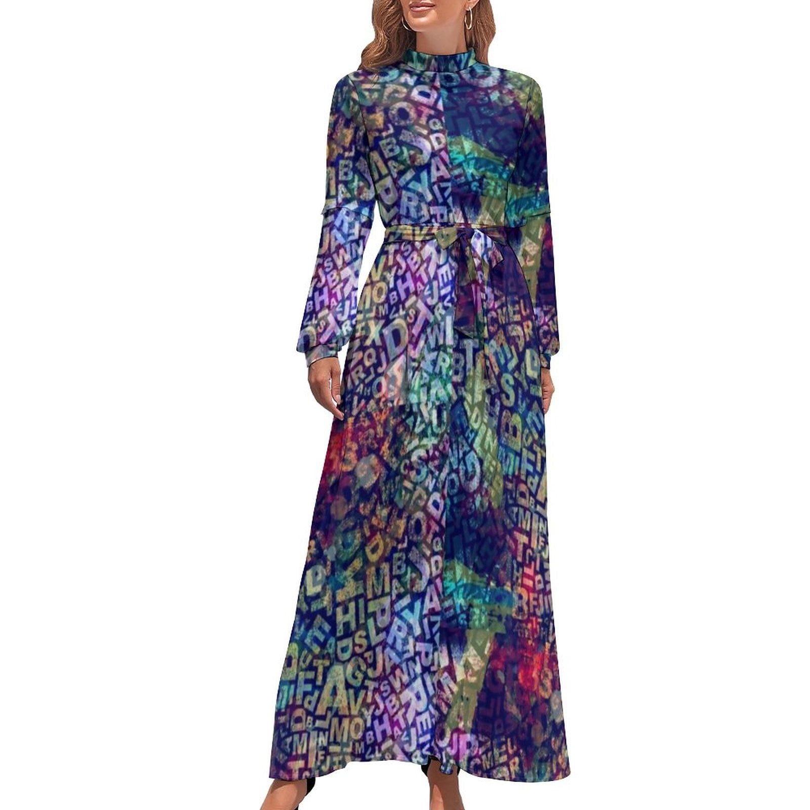 Abstract Letters Print Dress Love Heart Korean Fashion Boho Beach ...