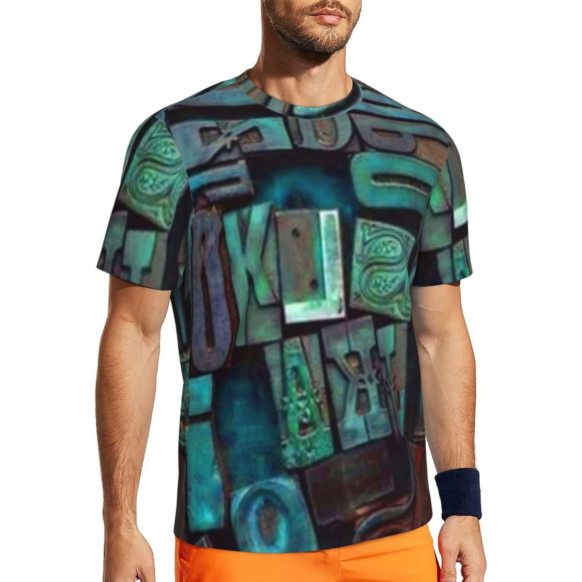 Abstract Letters T Shirt Man Wooden Word Print Gym T Shirts Breathable ...