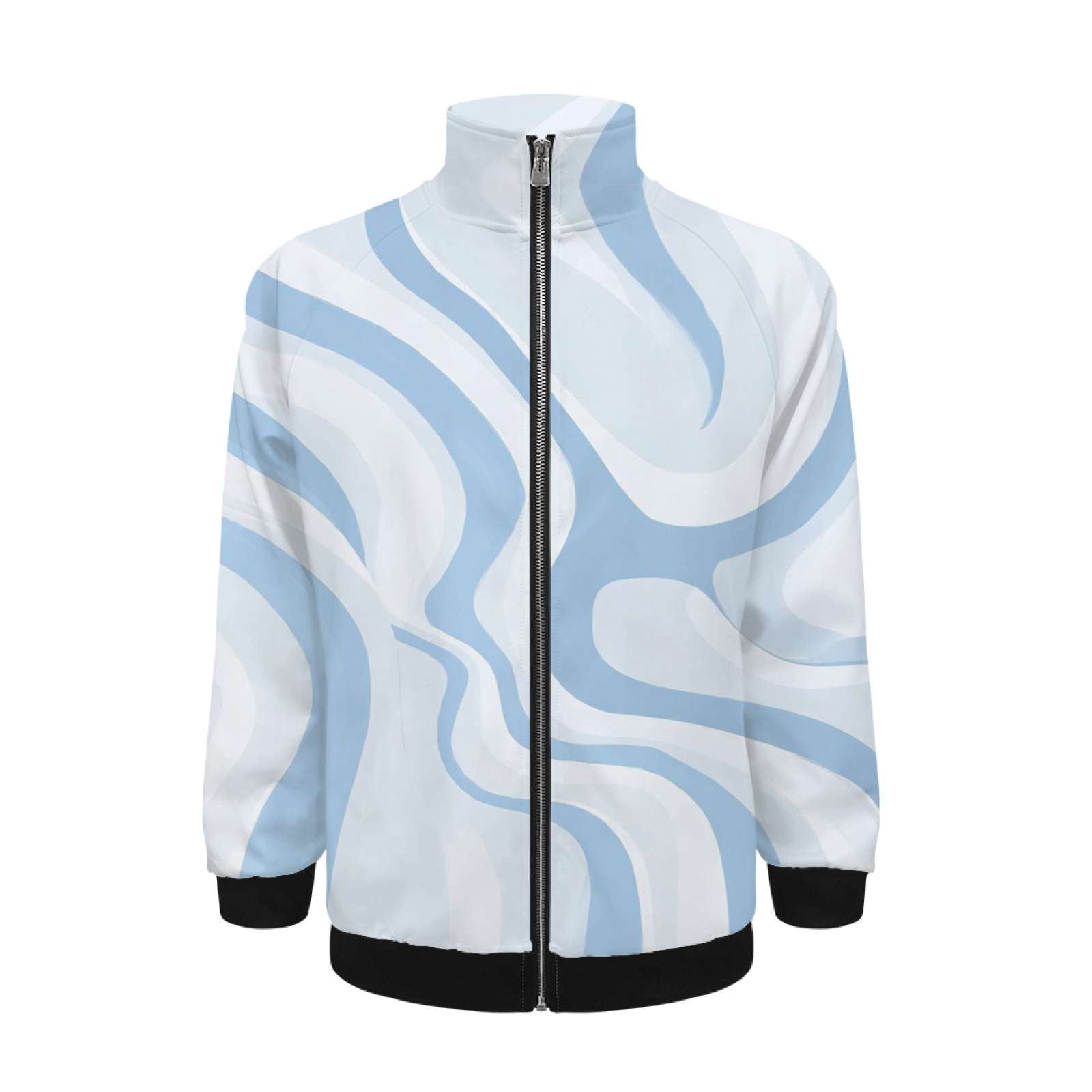 Abstract Light Blue Wavy Pattern Jacket Men's Street Cool Long Sleeves ...