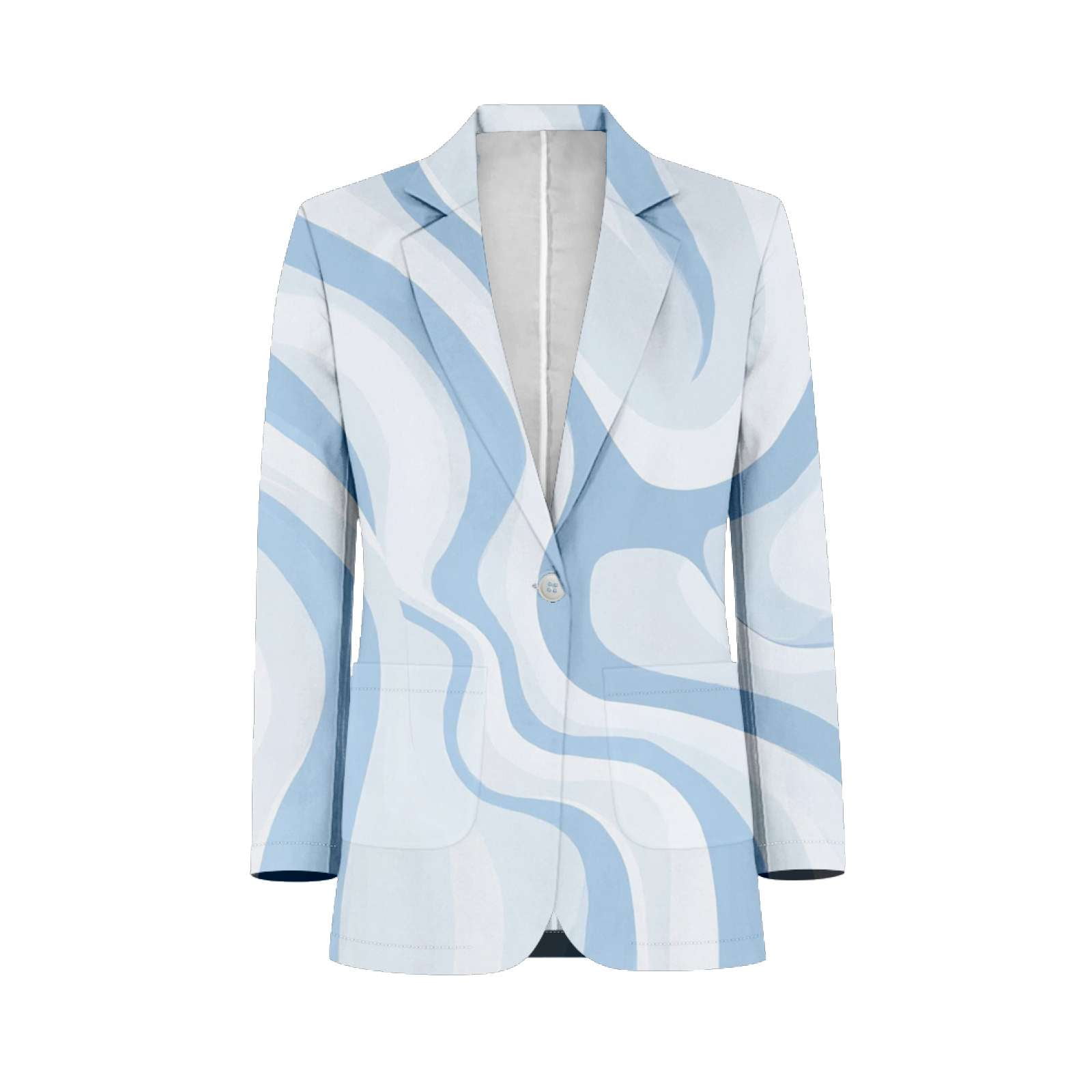 Abstract Light Blue Wavy Pattern Men's Suit Blazer Casual Party Wear ...