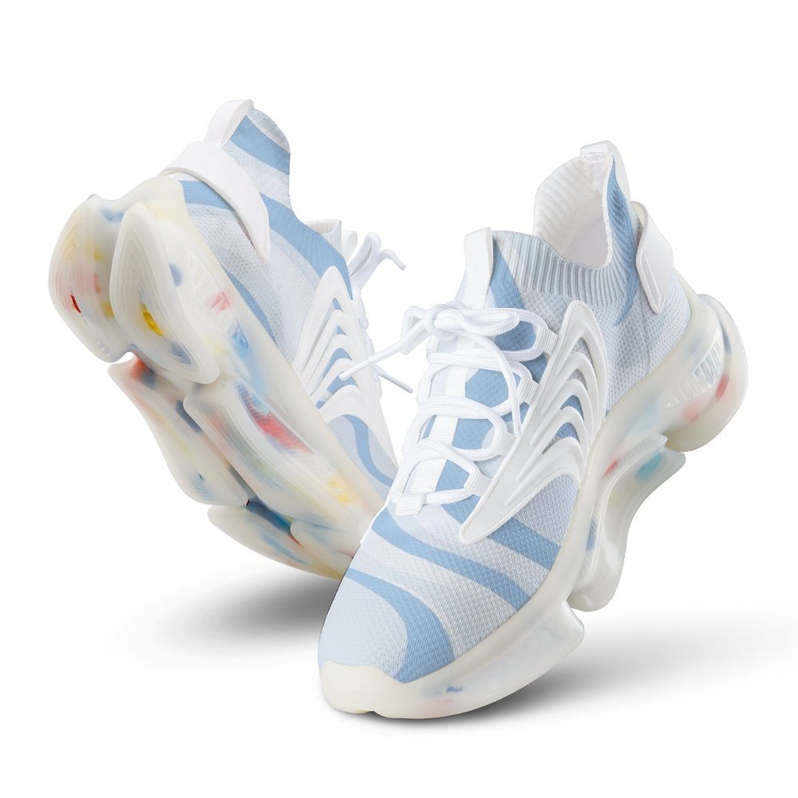 Abstract Light Blue Wavy Pattern Walking Shoes for Men Woman ...