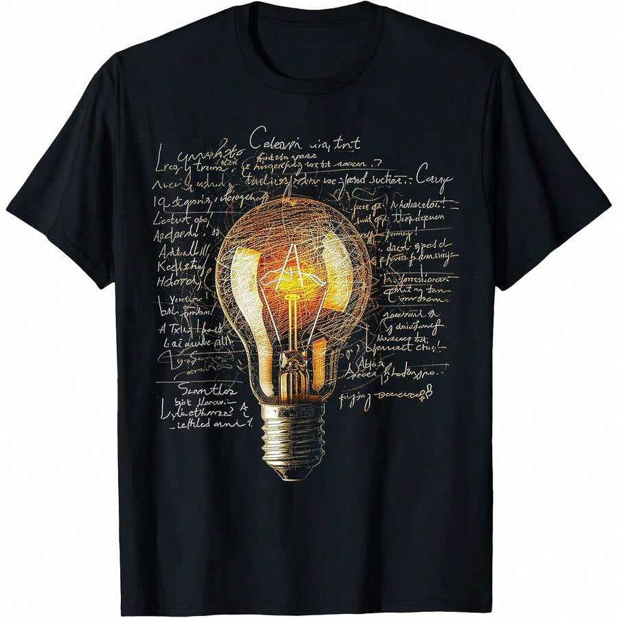 Abstract Light Bulb Art Graphic T-Shirt - Black - 1 Pack - Walmart.com