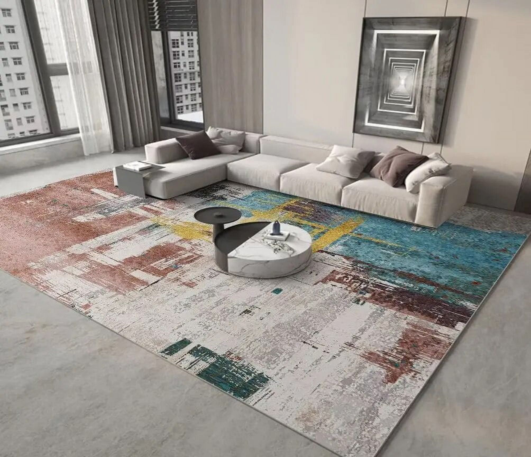 Abstract Light Luxury Living Room Carpet Short Plush Flannel Bedroom ...