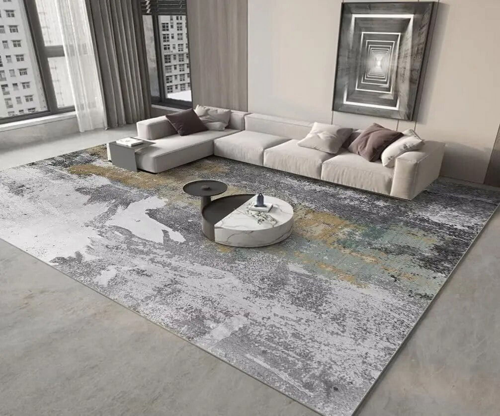 Abstract Light Luxury Living Room Carpet Short Plush Flannel Bedroom ...