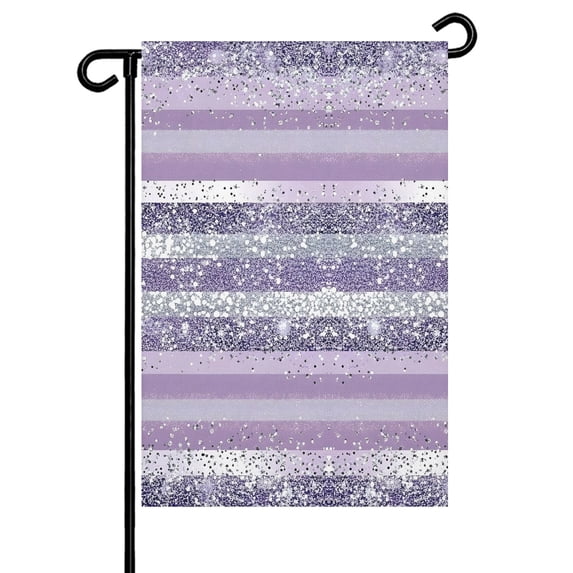 Abstract Light Purple Stripe Garden Flag 12x18 Inch White Sequins ...