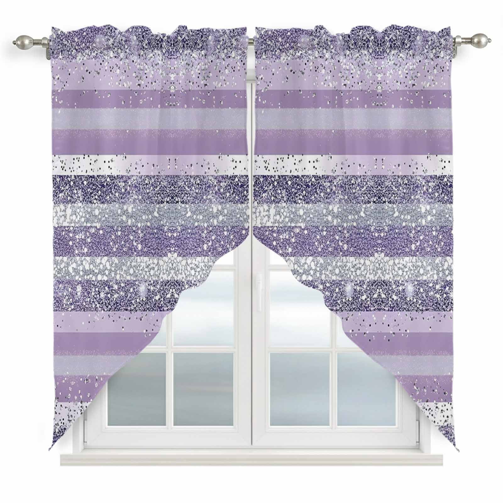 Abstract Light Purple Stripe Swag Curtain Valance for Window 2 Panels ...