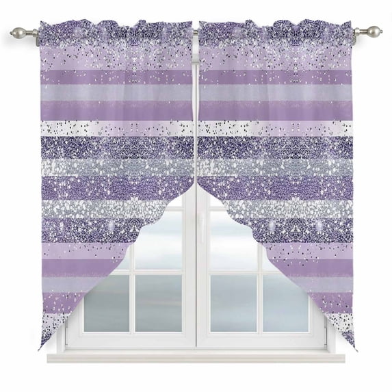 Abstract Light Purple Stripe Swag Curtain Valance for Window 2 Panels ...