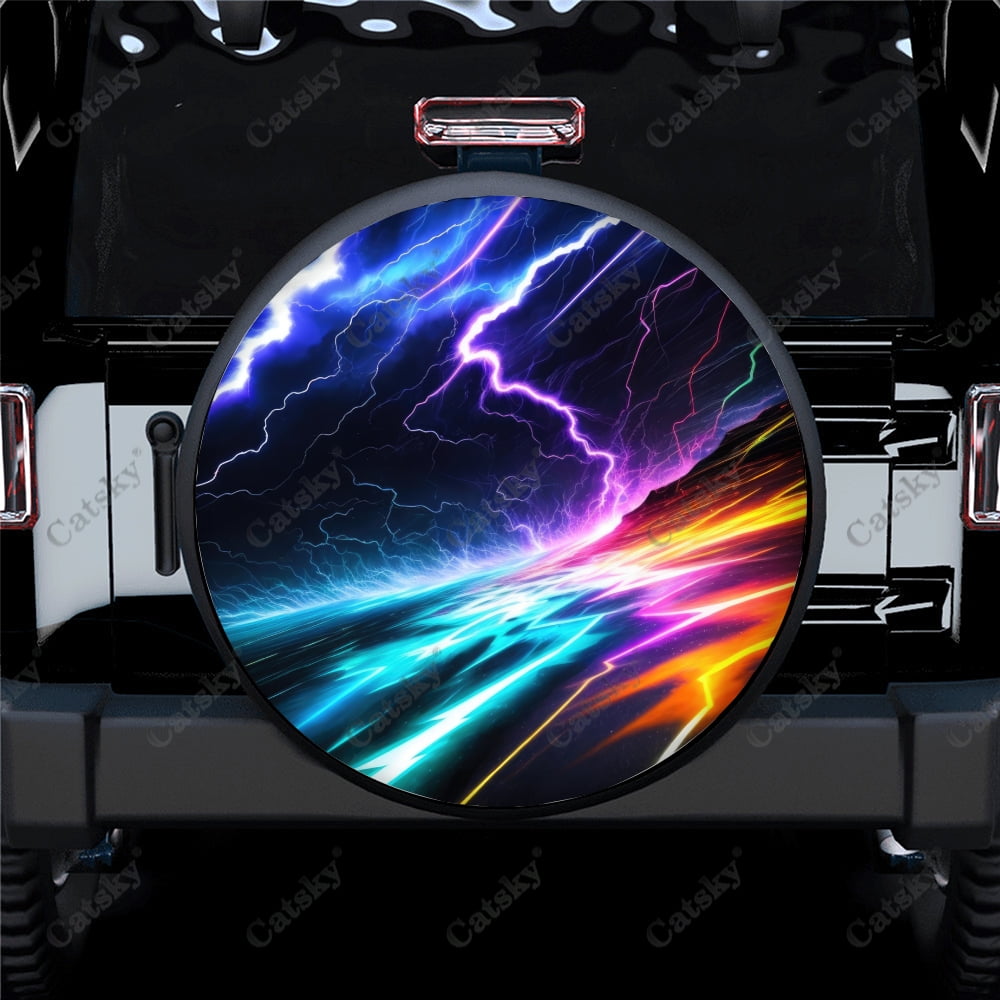 Abstract Lightning Storm Pattern Polyester Universal Spare Wheel Tire ...