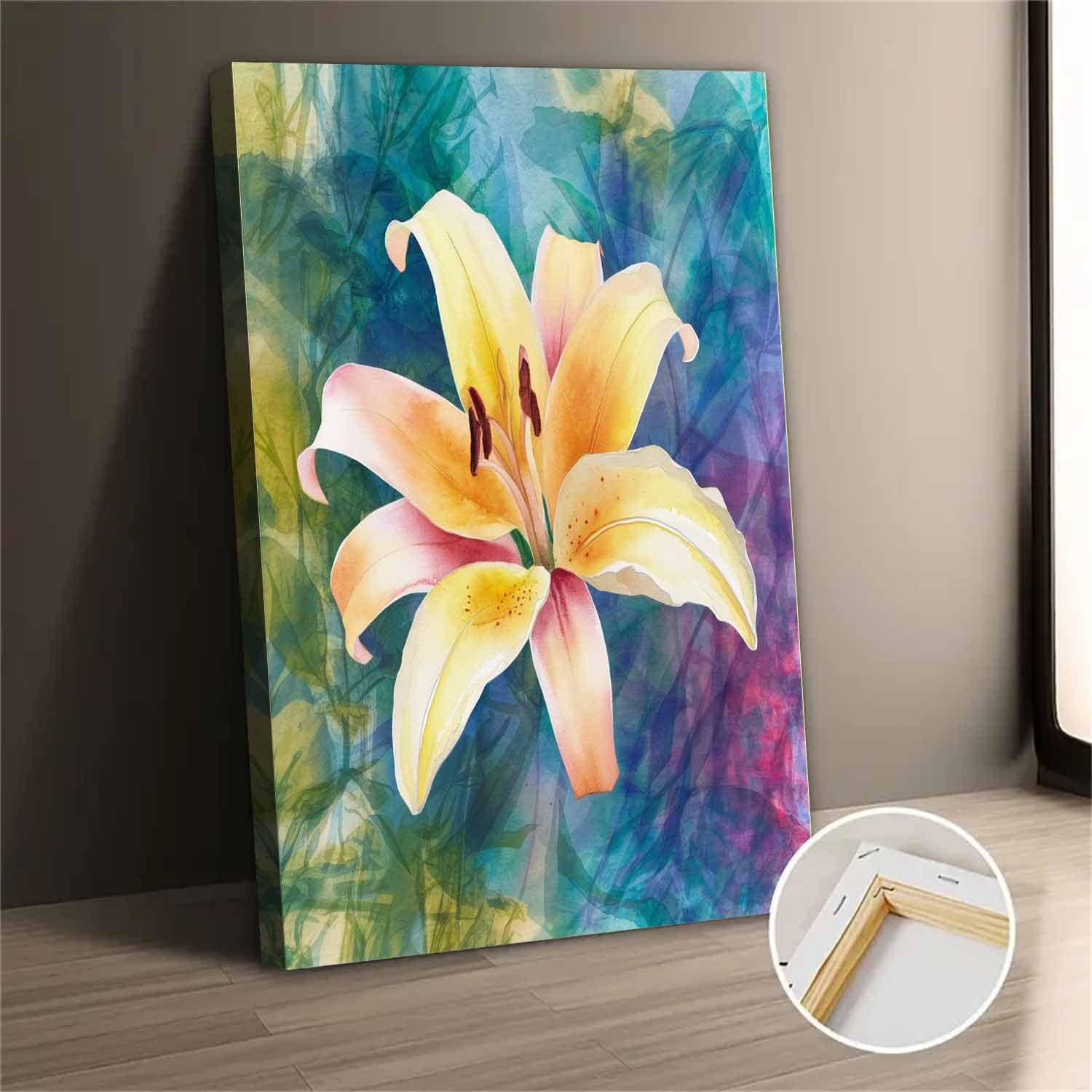 Abstract Lily Flower Canvas Wall Art Print For Bedroom Living Room ...