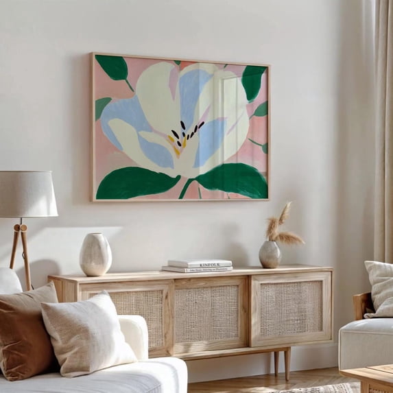 Abstract Lily Flower Modern Botanical Wall Decor, Unframed Canvas ...