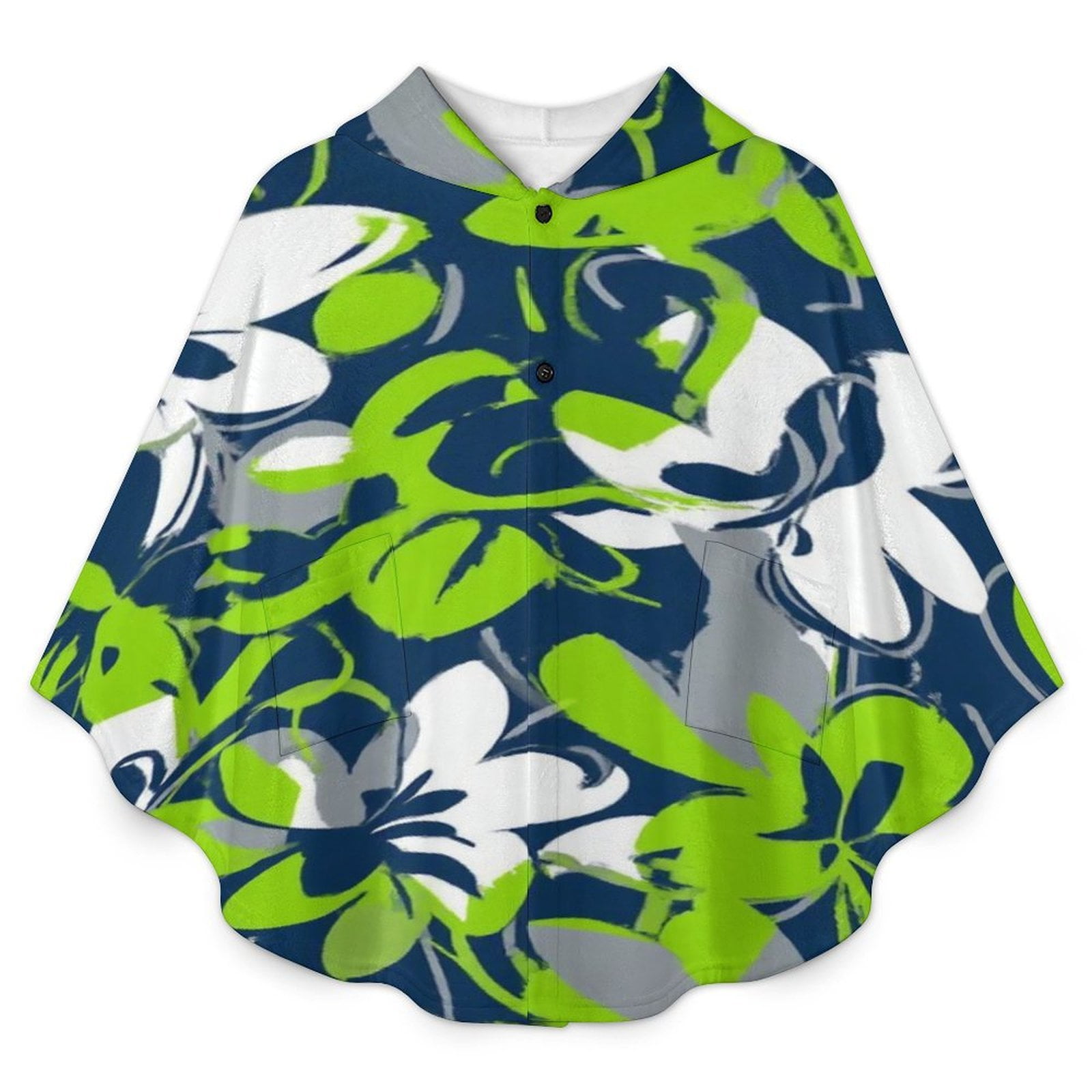 Abstract Lime Green Floral Design Blanket Oversized Wearable Hooded ...