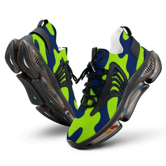 Abstract Lime Green Navy Pattern Walking Shoes for Men Woman ...