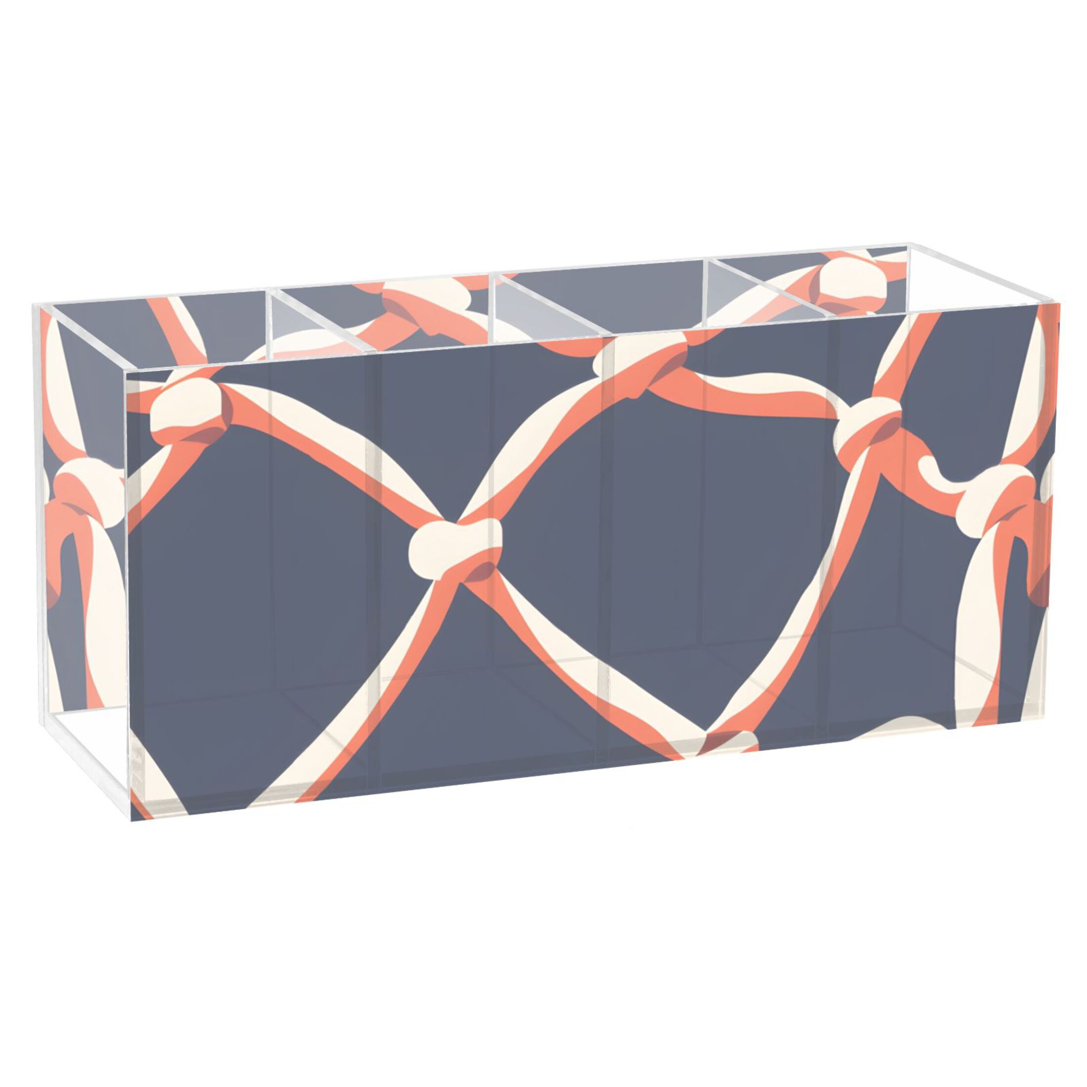 Abstract Line Acrylic Pen Holder Cup 4 Compartments Clear Pencil ...