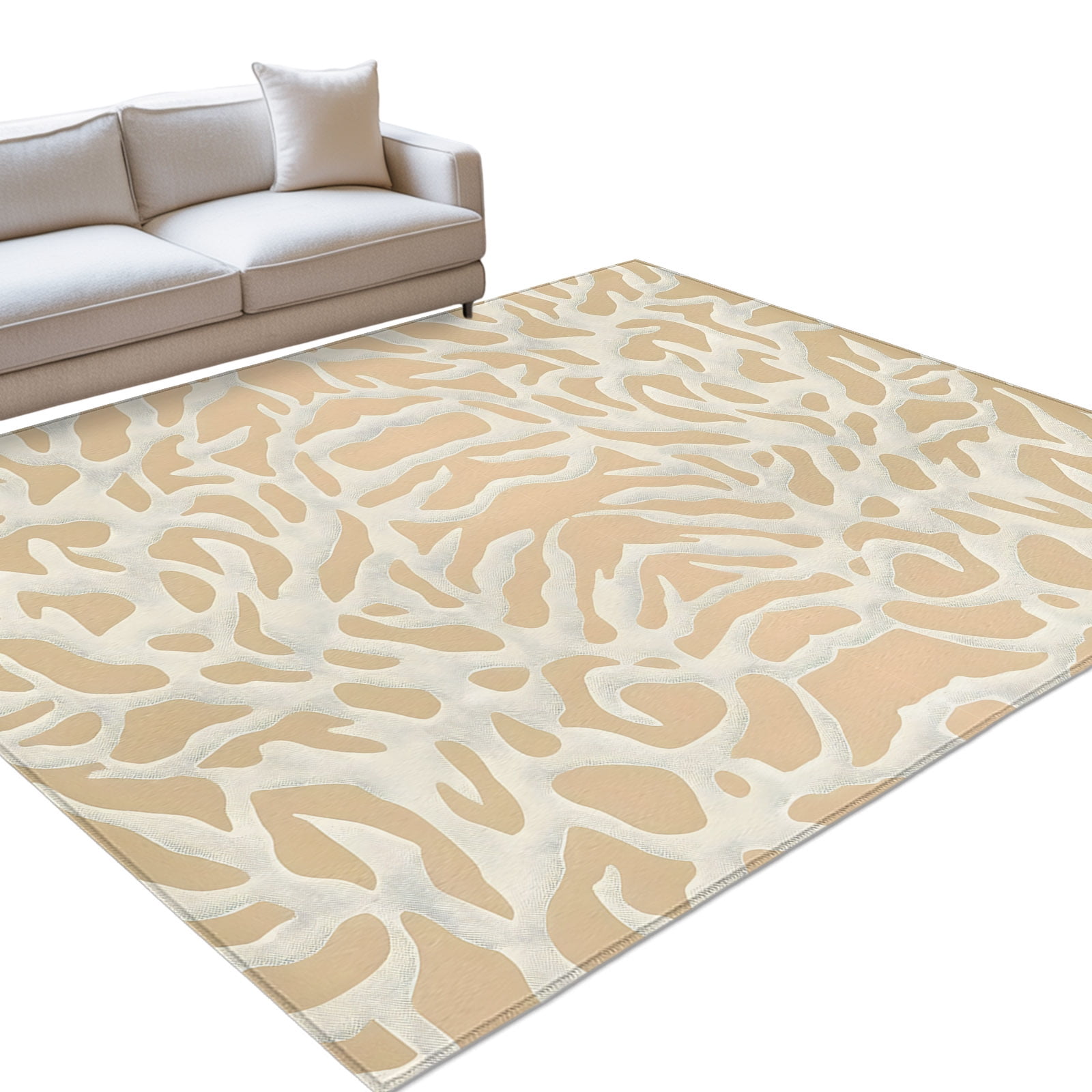 Abstract Line Area Rugs 4x6ft Beige Yellow Color Block Coral Floor Rug ...