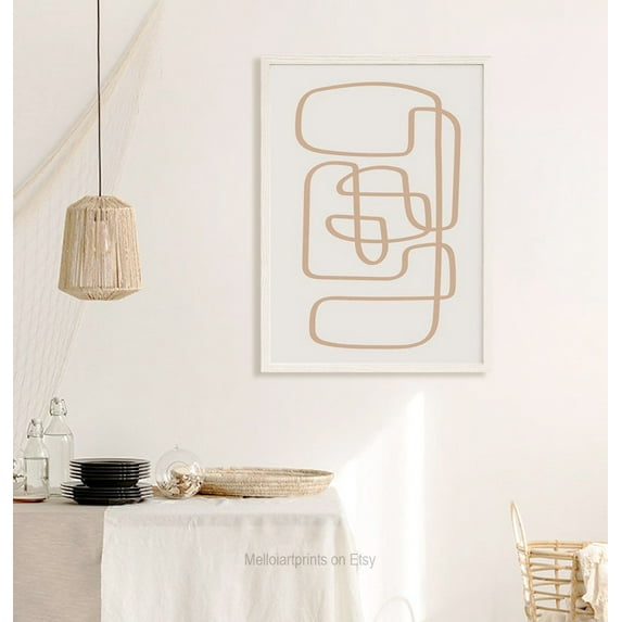 Abstract Line Art, Beige Poster, Neutral Wall Art, Minimalist Poster ...